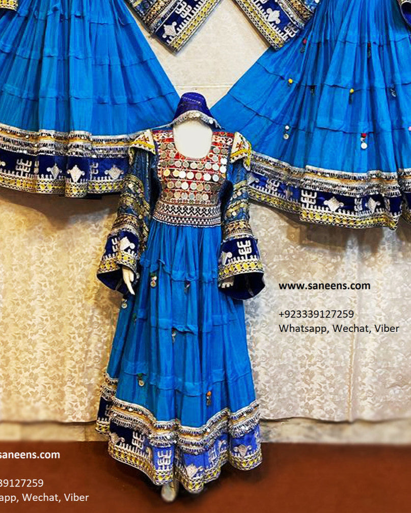 Blue Afghan Dress – Handmade Embroidered Gown, Traditional Afghan ...