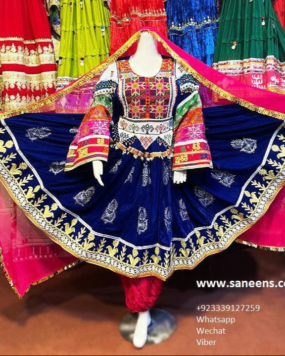 Afghan Bridal Dress – Dark Blue Long Dress, Handcrafted Wedding Gown ...