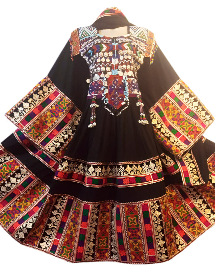 Elegant Black Afghan Dress – Handcrafted Traditional Attire for Women ...
