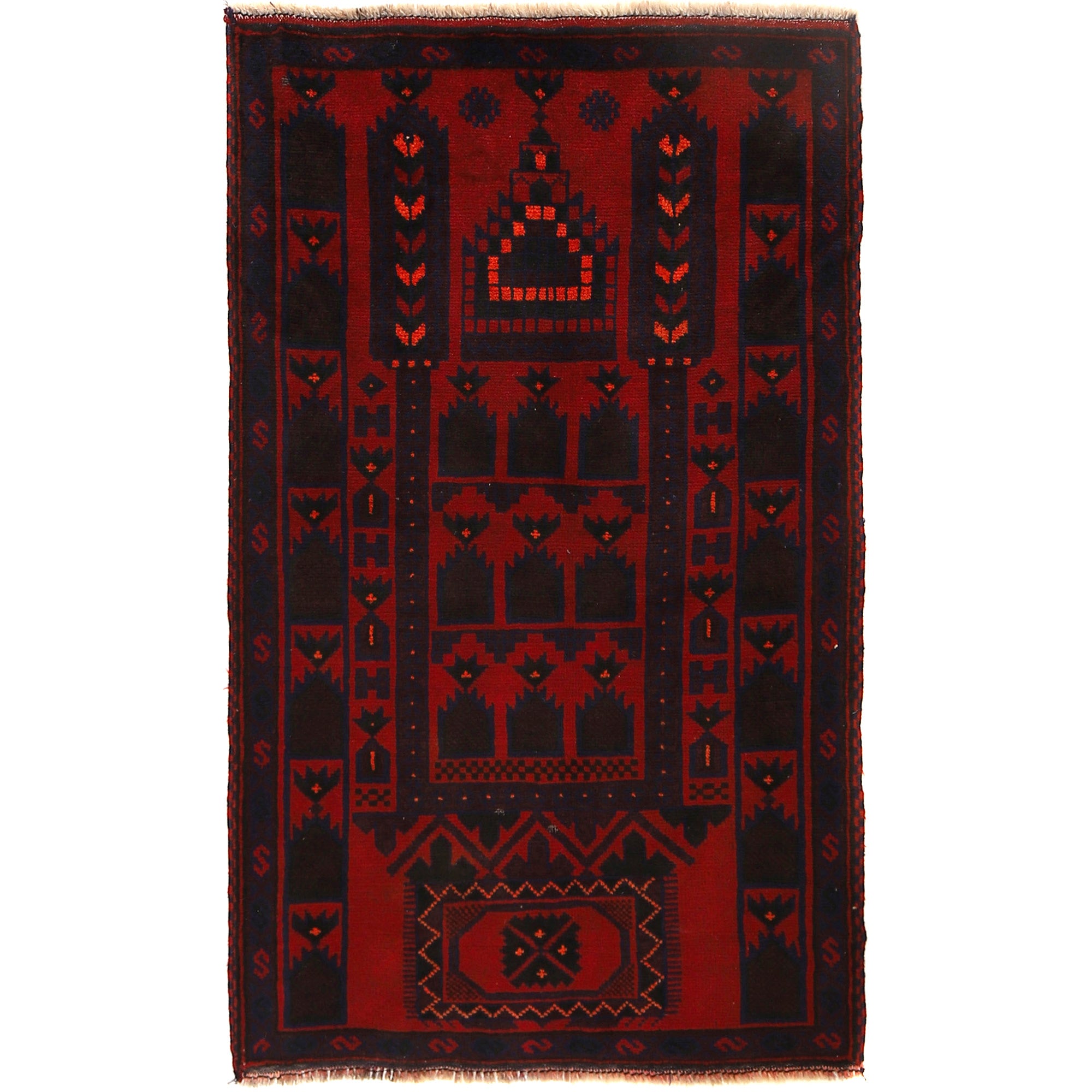 Prayer Mat Afghan Nomadic Design | Handmade Rug – saneens.com