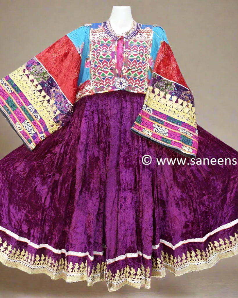 Vintage Kuchi Dress Purple – Handmade Afghan Attire, Embroidered ...