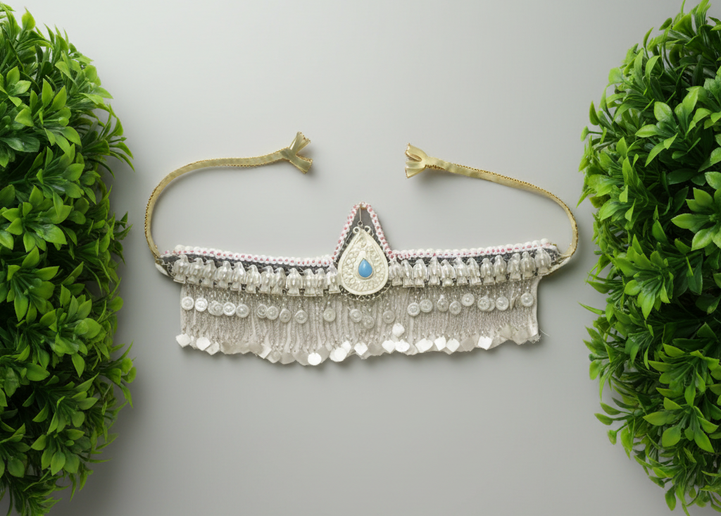 Afghan Hazaragi Style Firoza Stone White Headdress - Traditional ...