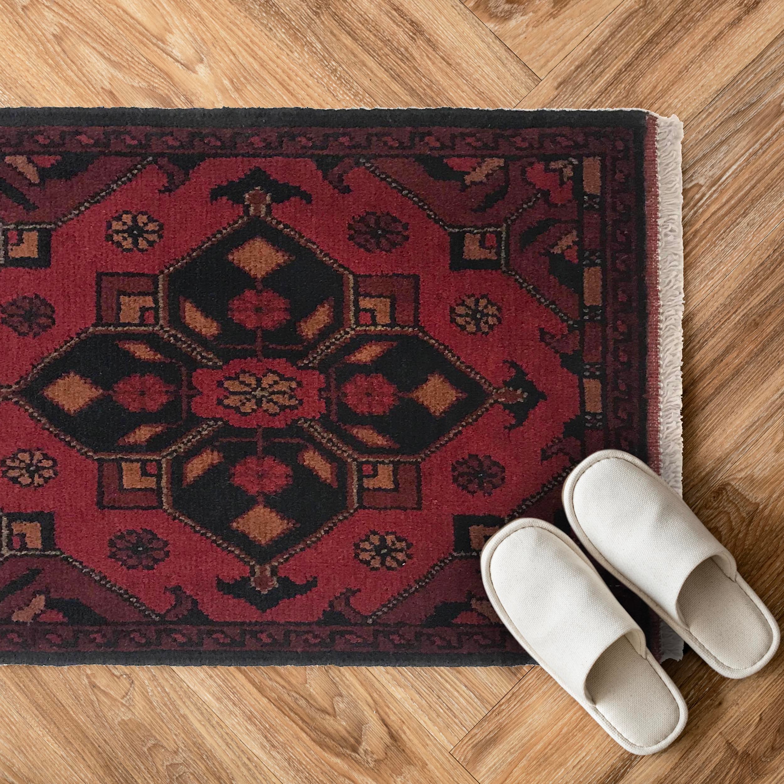 Afghan Artisan Wool Entry Mat | Handwoven Tribal Door Rug — saneens.com