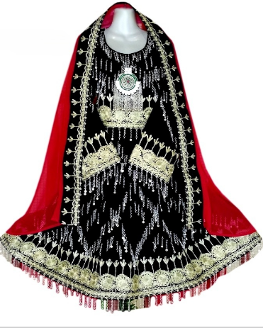 Elegant Black Long Gown – Handmade Pauli Chain Embroidery, Traditional ...