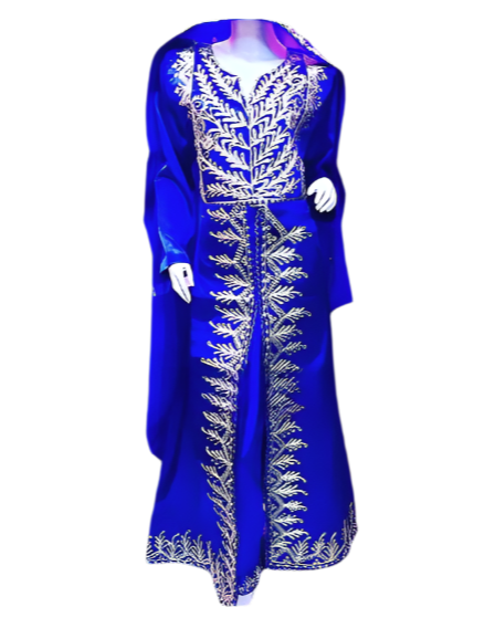 Afghan Blue Long Gown – Traditional Handmade Dress with Embroidery ...
