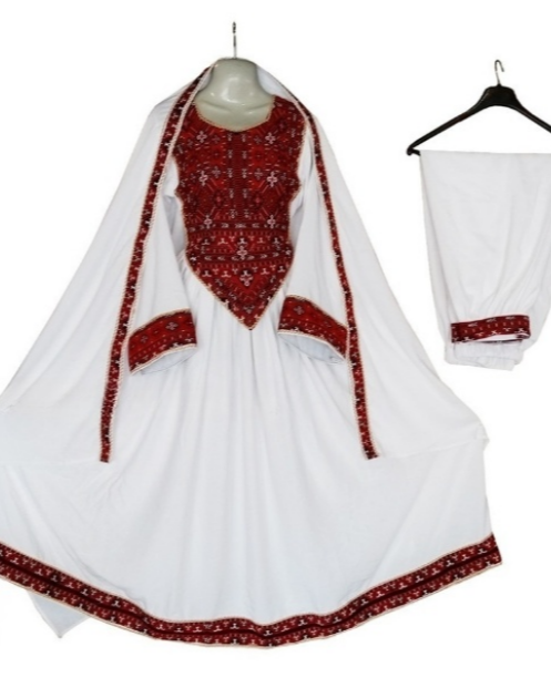 Afghan Red and White Dress – Traditional Handmade Embroidered Gown ...