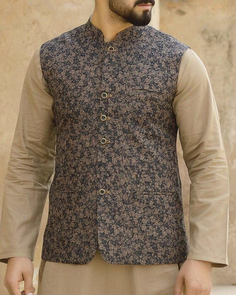 Traditional Pashtun Men's Dress with Embroidered Vest – Tortilla Brown ...