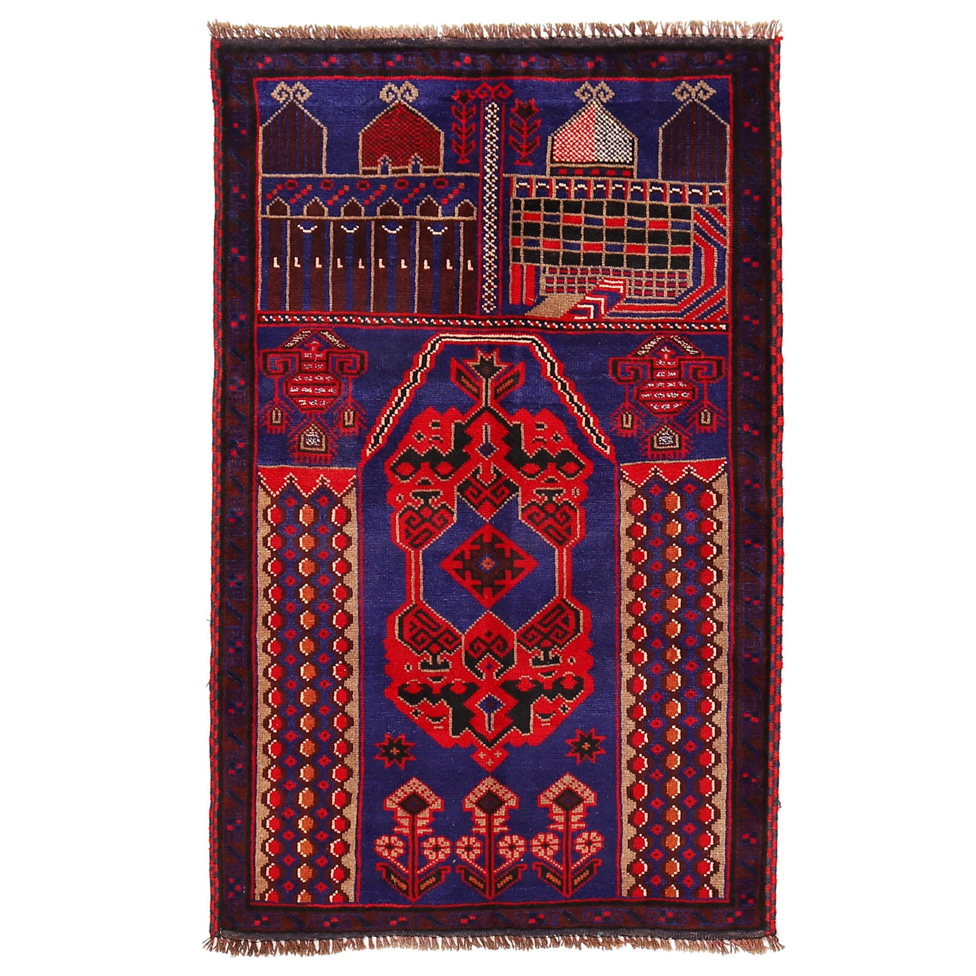 Authentic Nomadic Prayer Mat Afghan | Handmade Rug – saneens.com