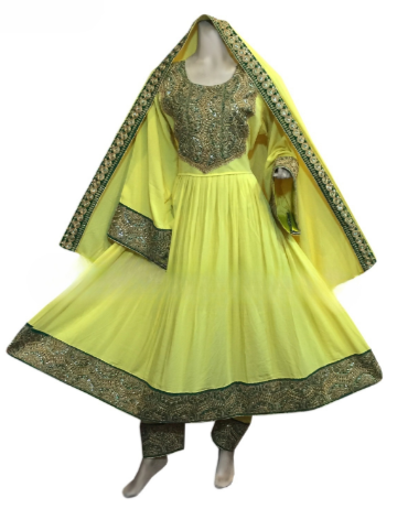 Traditional Yellow Bridal Boho Suit – Handcrafted Embroidery Three ...