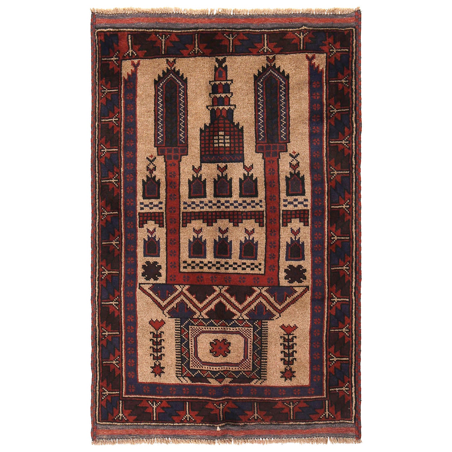 Nomad Handcrafted Afghan Prayer Mat | Handmade Rug – saneens.com