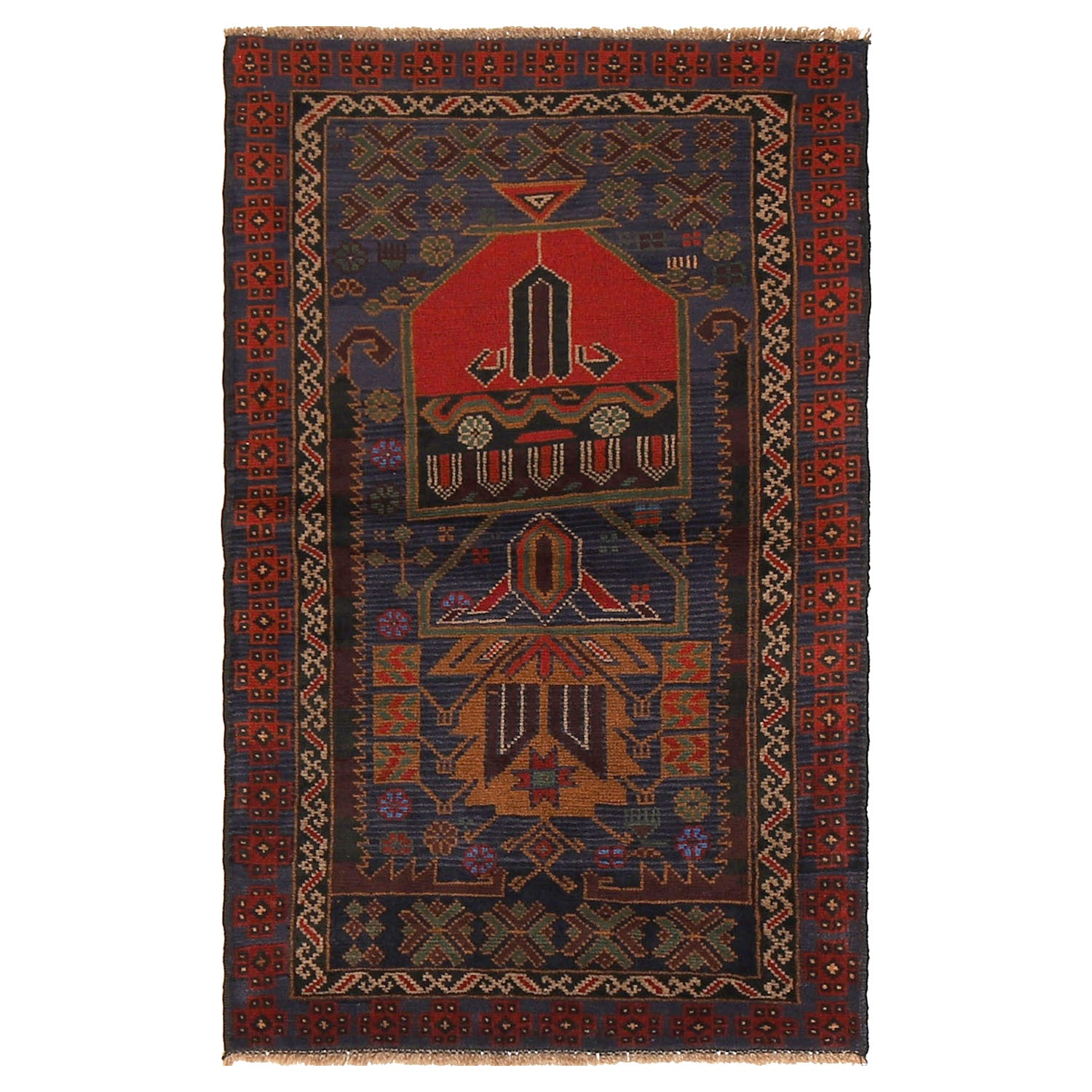 Afghan Nomadic Rug Prayer Mat | Handmade Rug – saneens.com